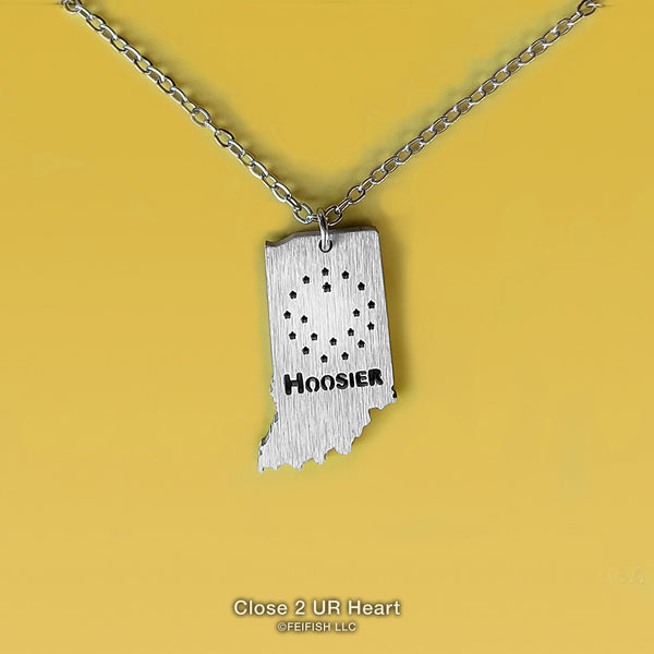 Indiana State Map Necklace by Close 2 UR Heart
