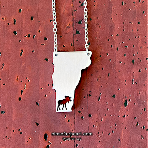 Vermont State Map Necklace by Close 2 UR Heart